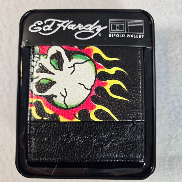 Ed Hardy | Accessories | Ed Hardy Bifold Wallet With Skull Flames ...
